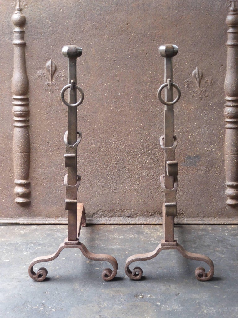 18th-19th Century French Louis XV Andirons or Firedogs at 1stDibs