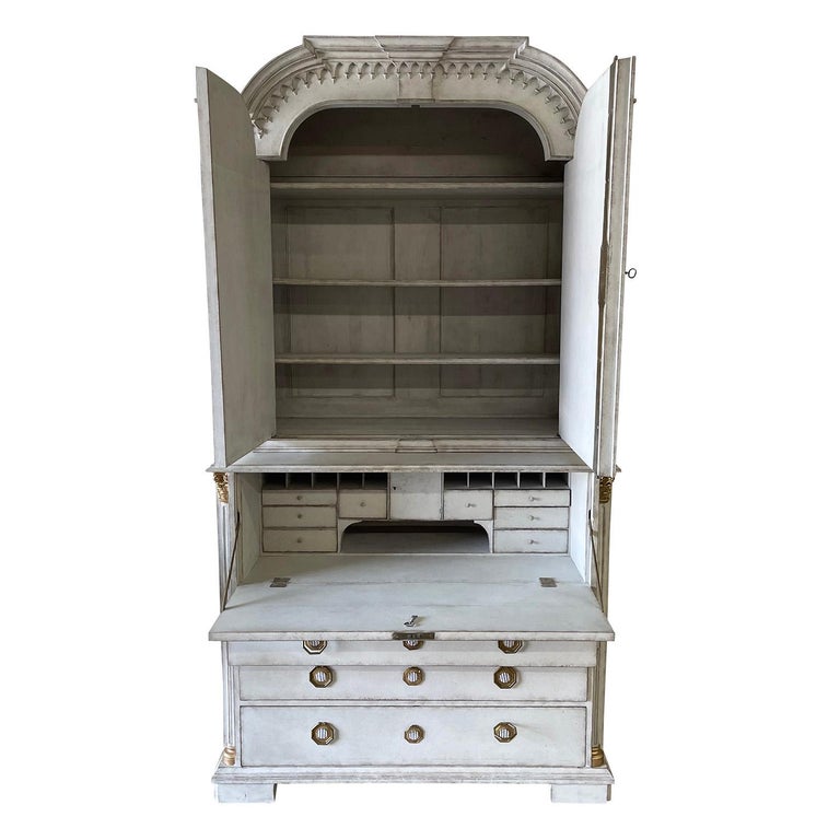 18th-19th Century Grey Russian Two Part Bureau, Baroque Oakwood ...