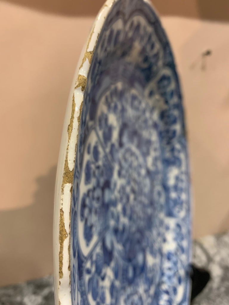 18th-19th century Hand Painted Delft Platter For Sale at 1stDibs