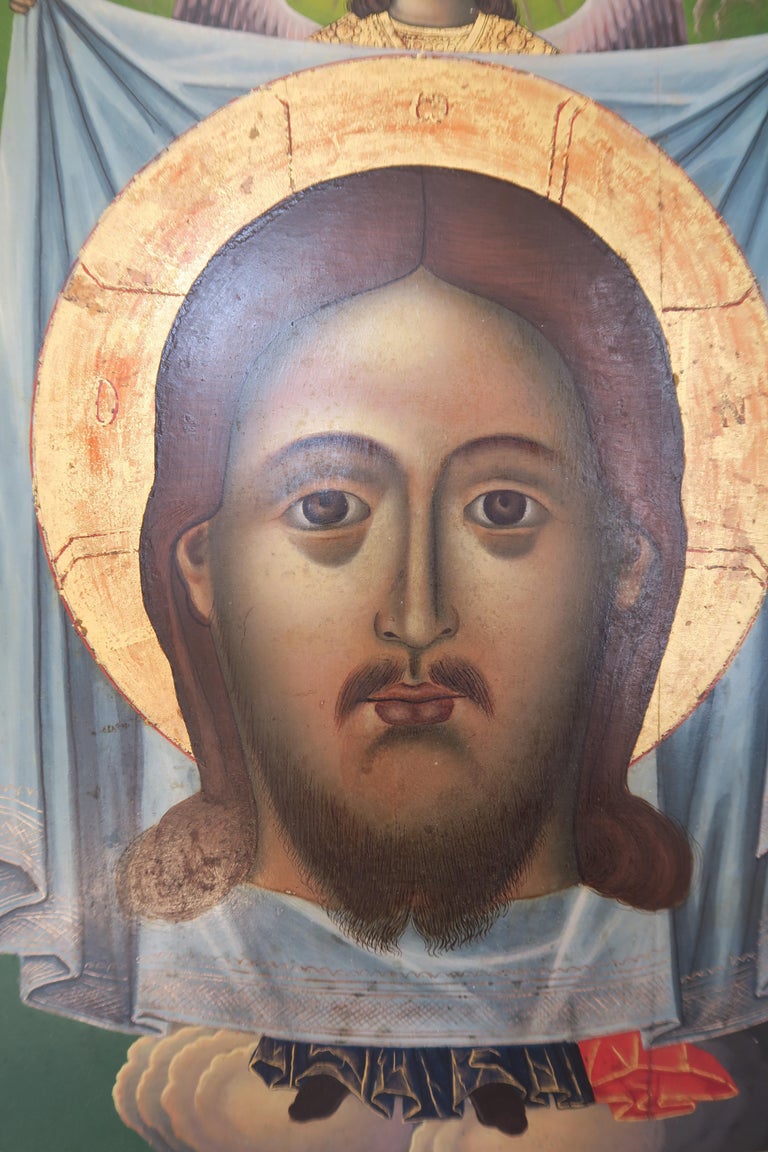 18th/19th Century Hand Painted Greek Jesus Icon For Sale at 1stDibs