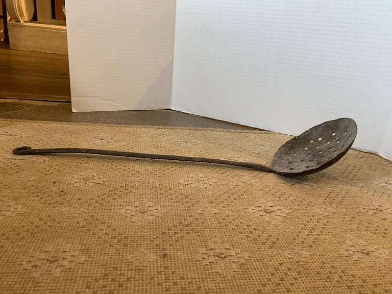 18th-19th Century Iron Tea Strainer Spoon For Sale at 1stDibs