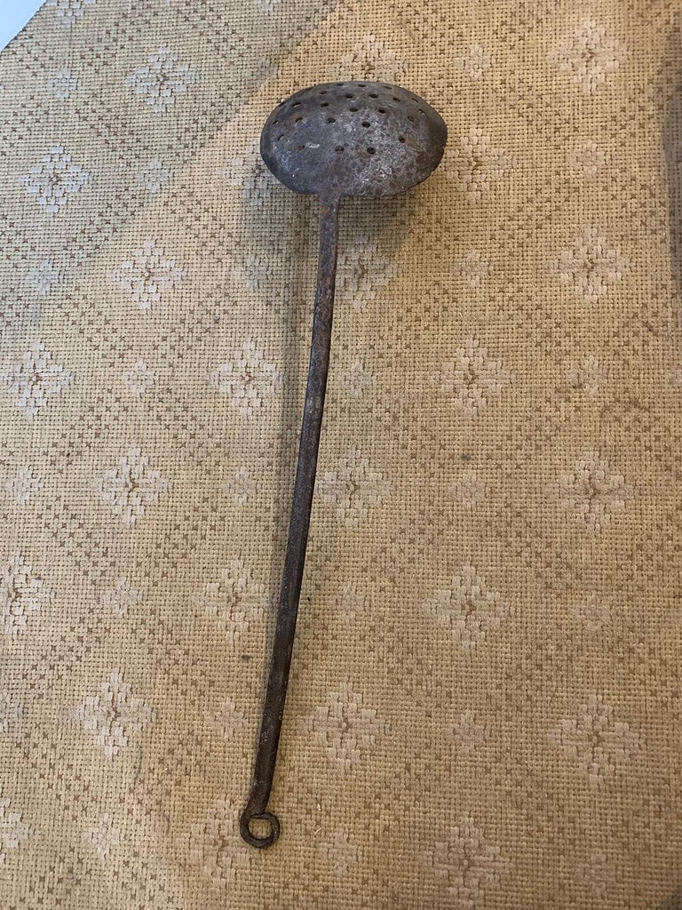 18th-19th Century Iron Tea Strainer Spoon For Sale at 1stDibs