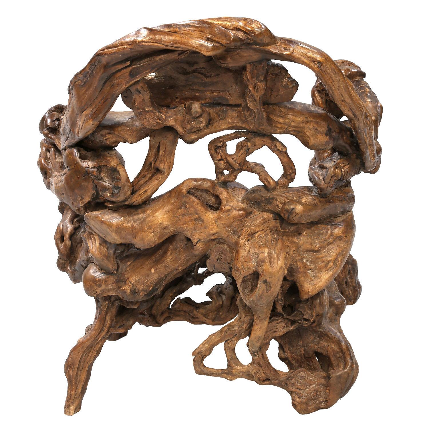 18th and 19th Century Chinese Root Wood Art Chairs and Table Set For ...