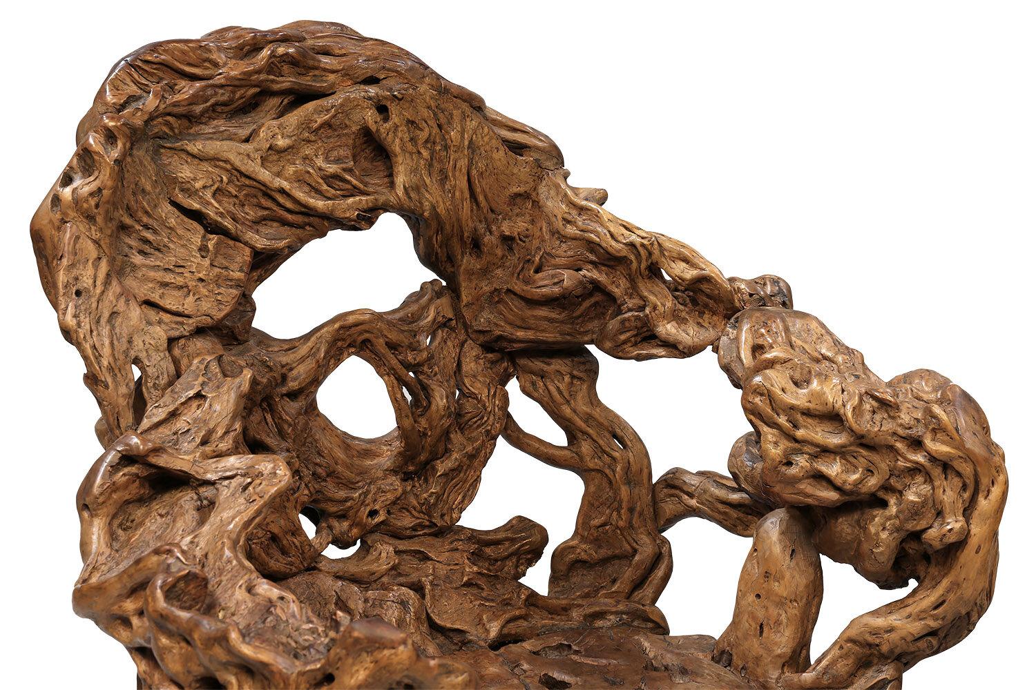 18th and 19th Century Chinese Root Wood Art Chairs and Table Set For ...