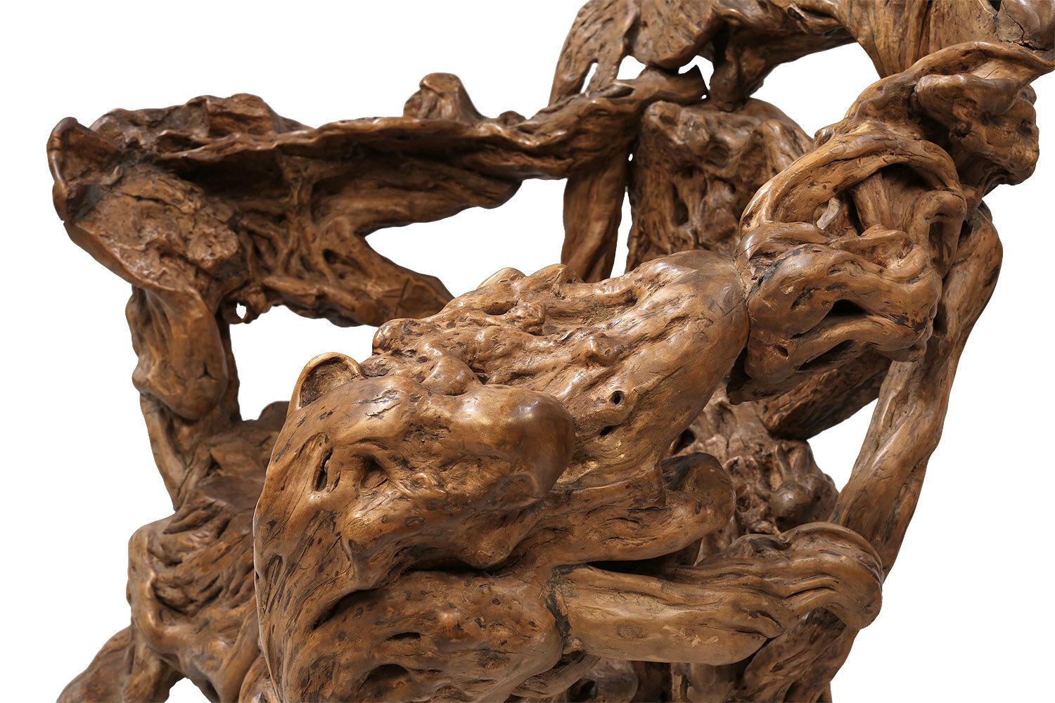 18th and 19th Century Chinese Root Wood Art Chairs and Table Set For ...