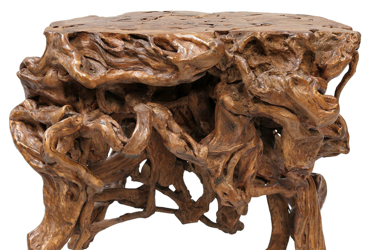 18th and 19th Century Chinese Root Wood Art Chairs and Table Set For ...