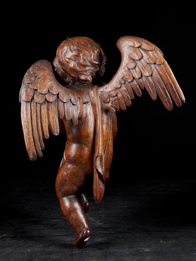 18th Century Flemish School, Baroque Angel Sculpture or Butti, Carved ...