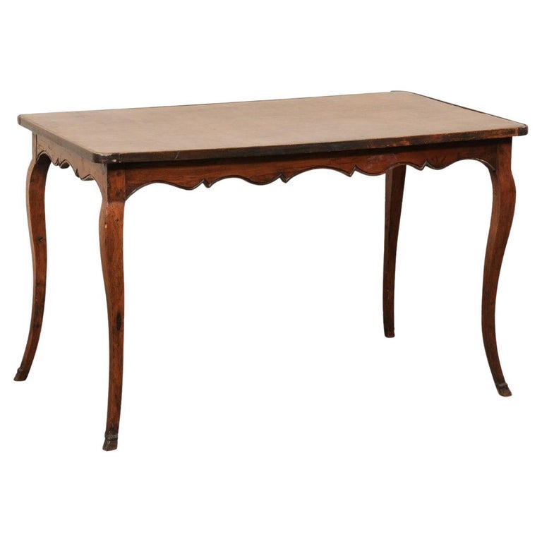 18th C. French Carved-Wood Table with Leather Writing Pad Top at 1stDibs