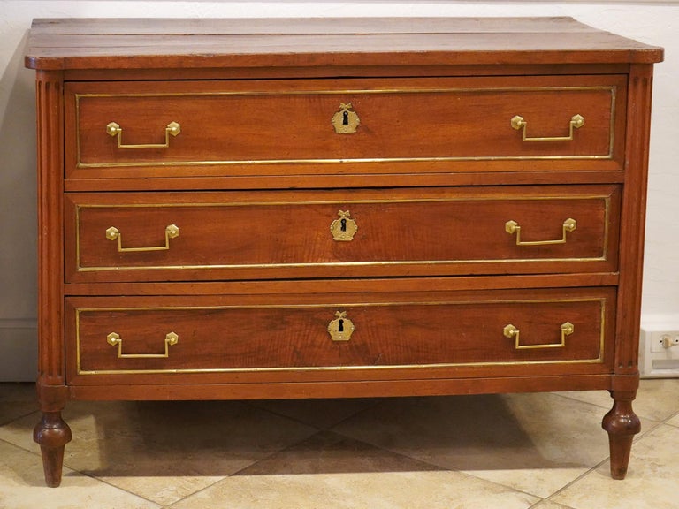 18th C. French Louis XVI Bronze Mounted Walnut Commode with Writing ...