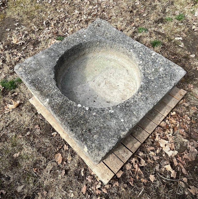 18th C French Square Hand-Carved Limestone Trough (#3 of Four) For Sale ...