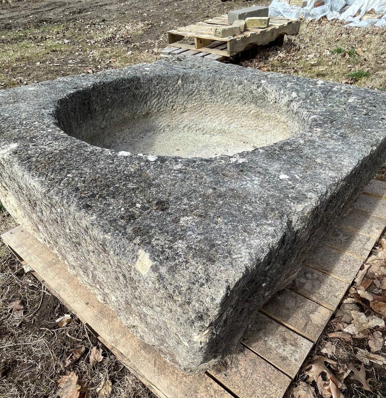 18th C French Square Hand-Carved Limestone Trough (#3 of Four) For Sale ...