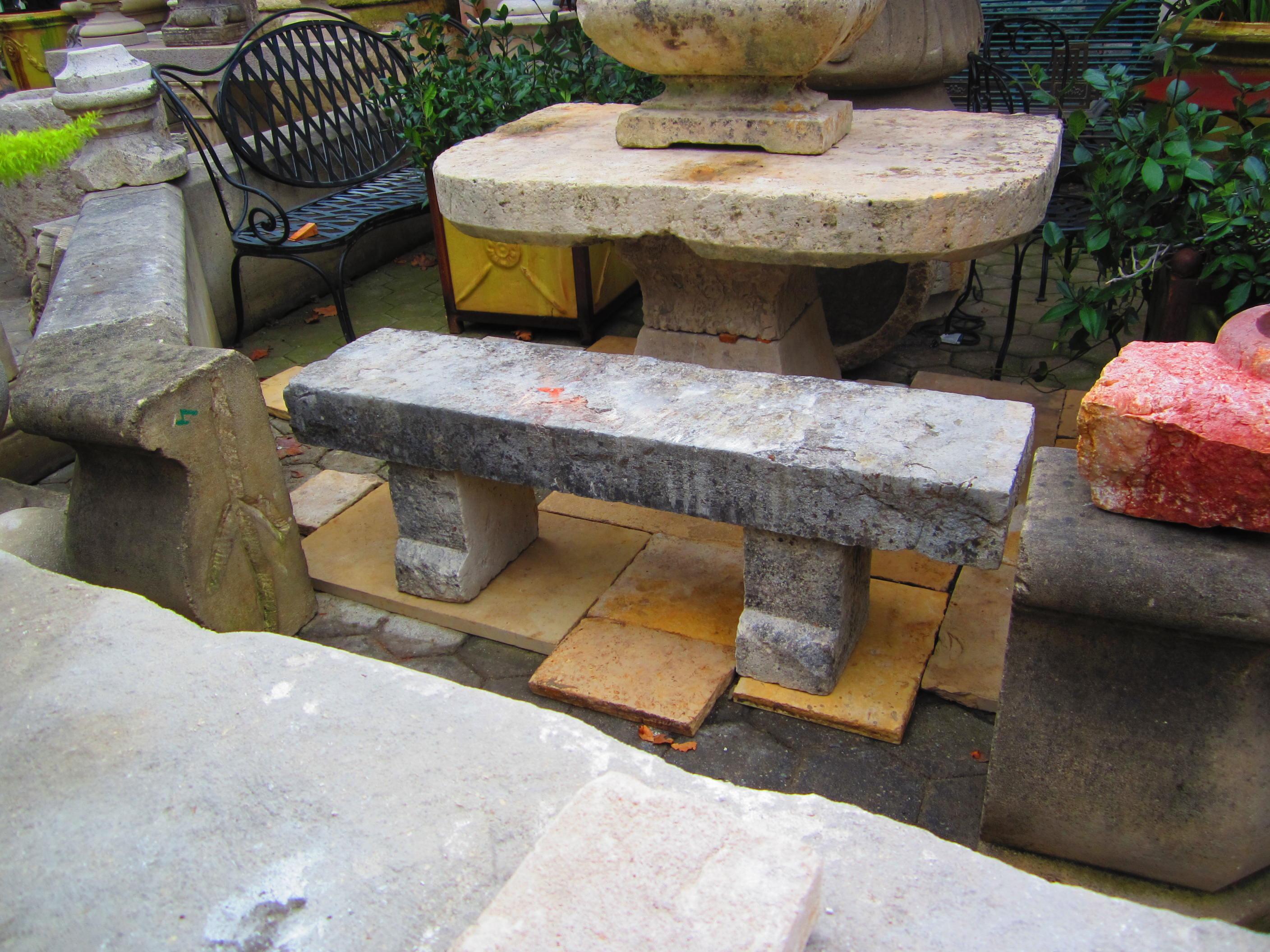 Hand Carved Stone Garden Bench Seat Decorative Element Provence Antique ...