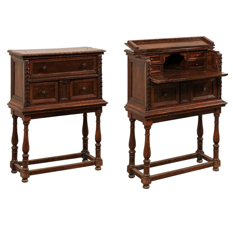 18th C. Italian Butler's Desk Nicely Raised on Turned Leg Base For Sale ...