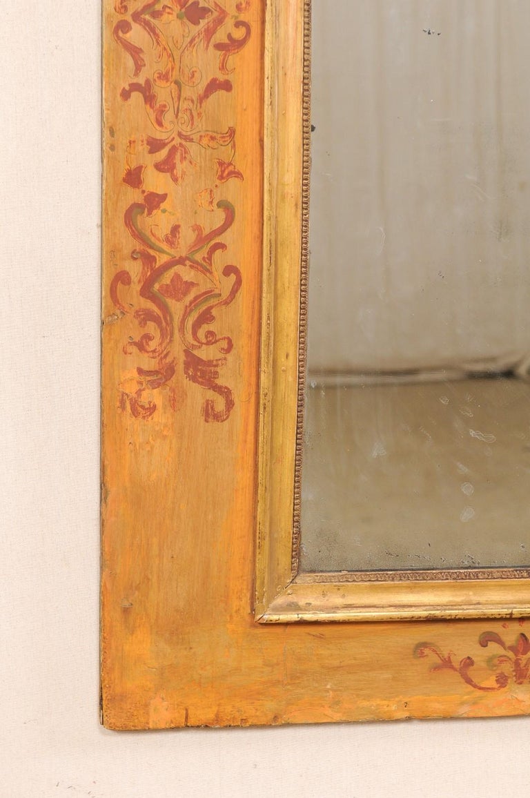 18th C. Italian Rectangular Mirror with Hand-Painted Wood Surround For ...
