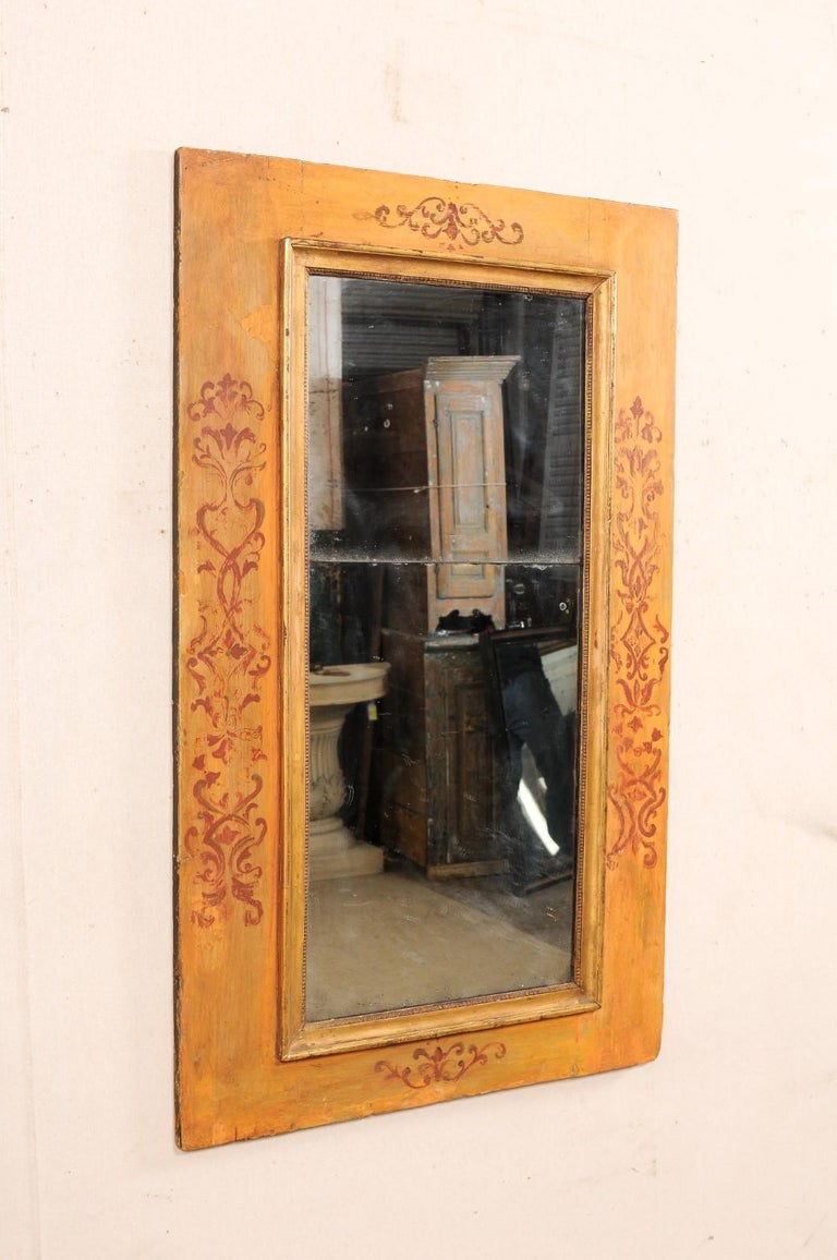 18th C. Italian Rectangular Mirror with Hand-Painted Wood Surround For ...