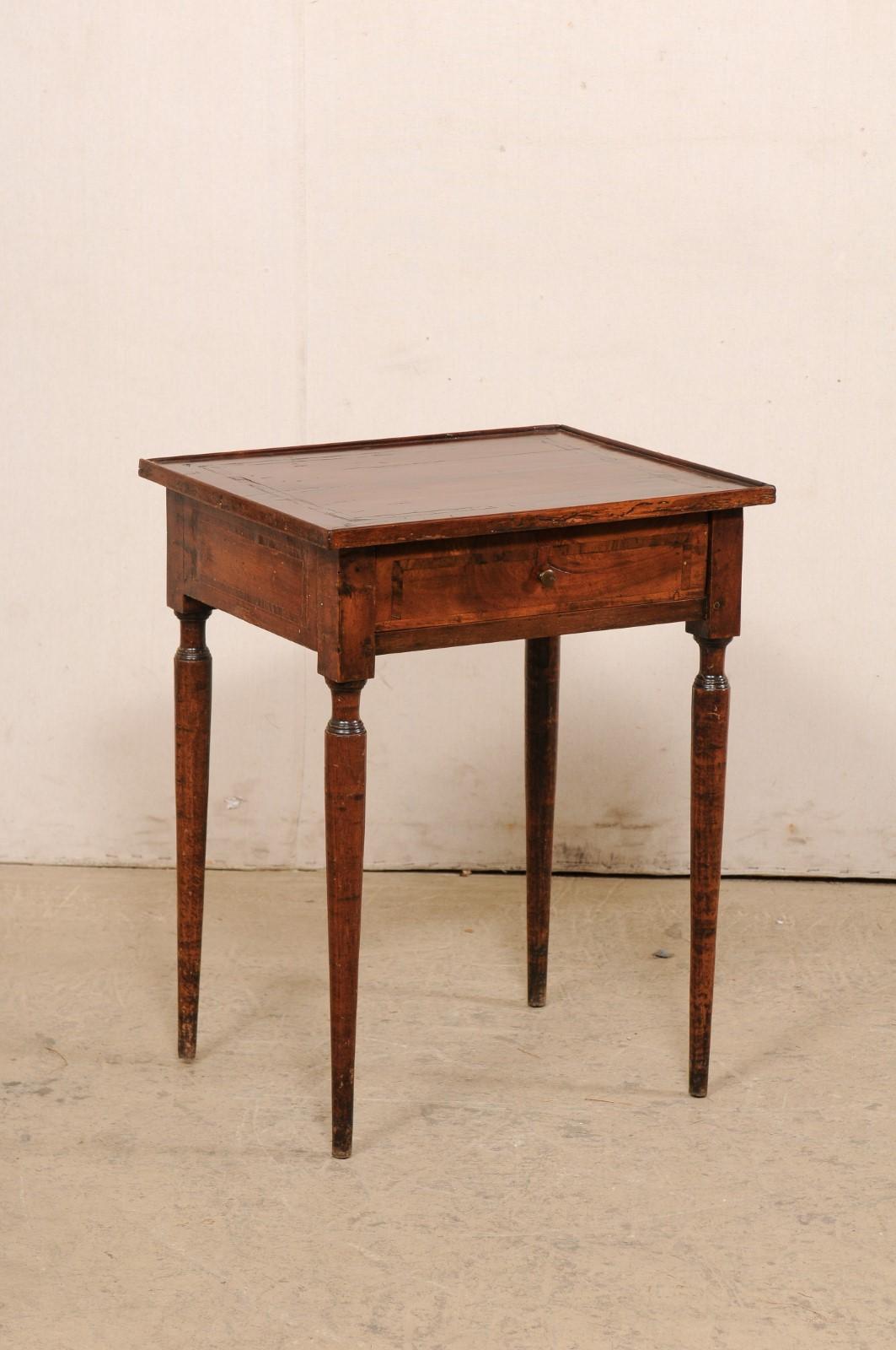 18th C. Italian Walnut End Table W/Drawer at 1stDibs