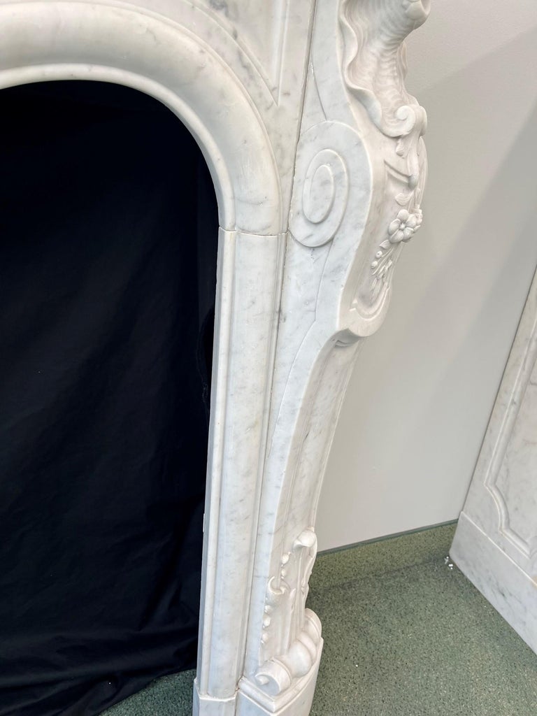 18th C. Louis XV Style Rococo Mantel in Cararra Marble For Sale at 1stDibs