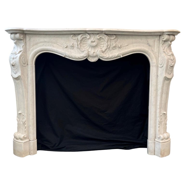 18th C. Louis XV Style Rococo Mantel in Cararra Marble For Sale at 1stDibs