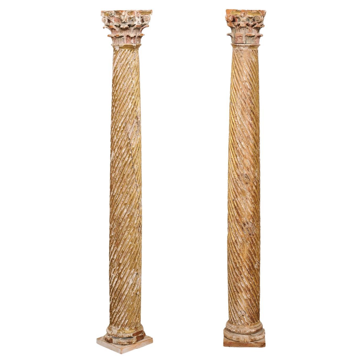Pair of 18th Century Spanish Solomonic Columns w/ Corinthian Capitals ...