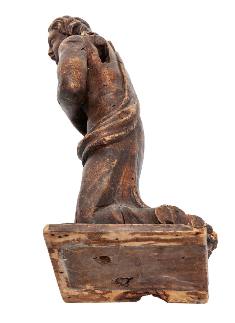 18th C Rare Wood Angel Carving Artifact For Sale at 1stDibs