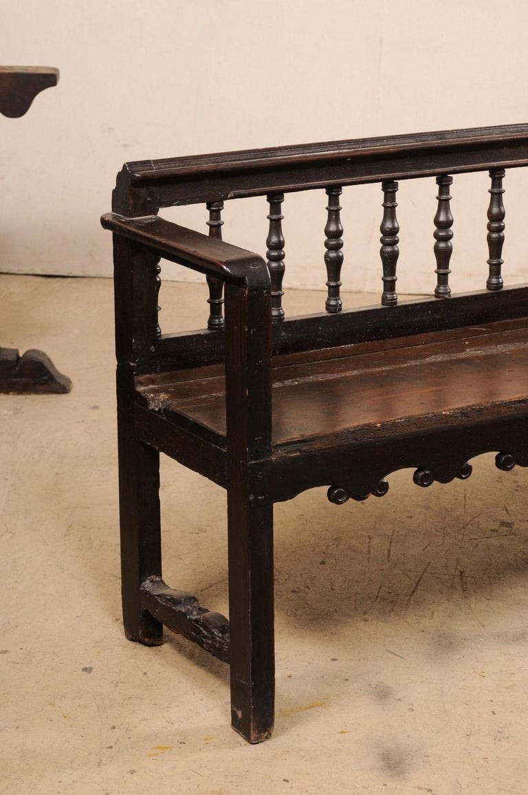 18th C. Spanish Wood Spindle-Back Bench W/Fabulous Trim Details For ...