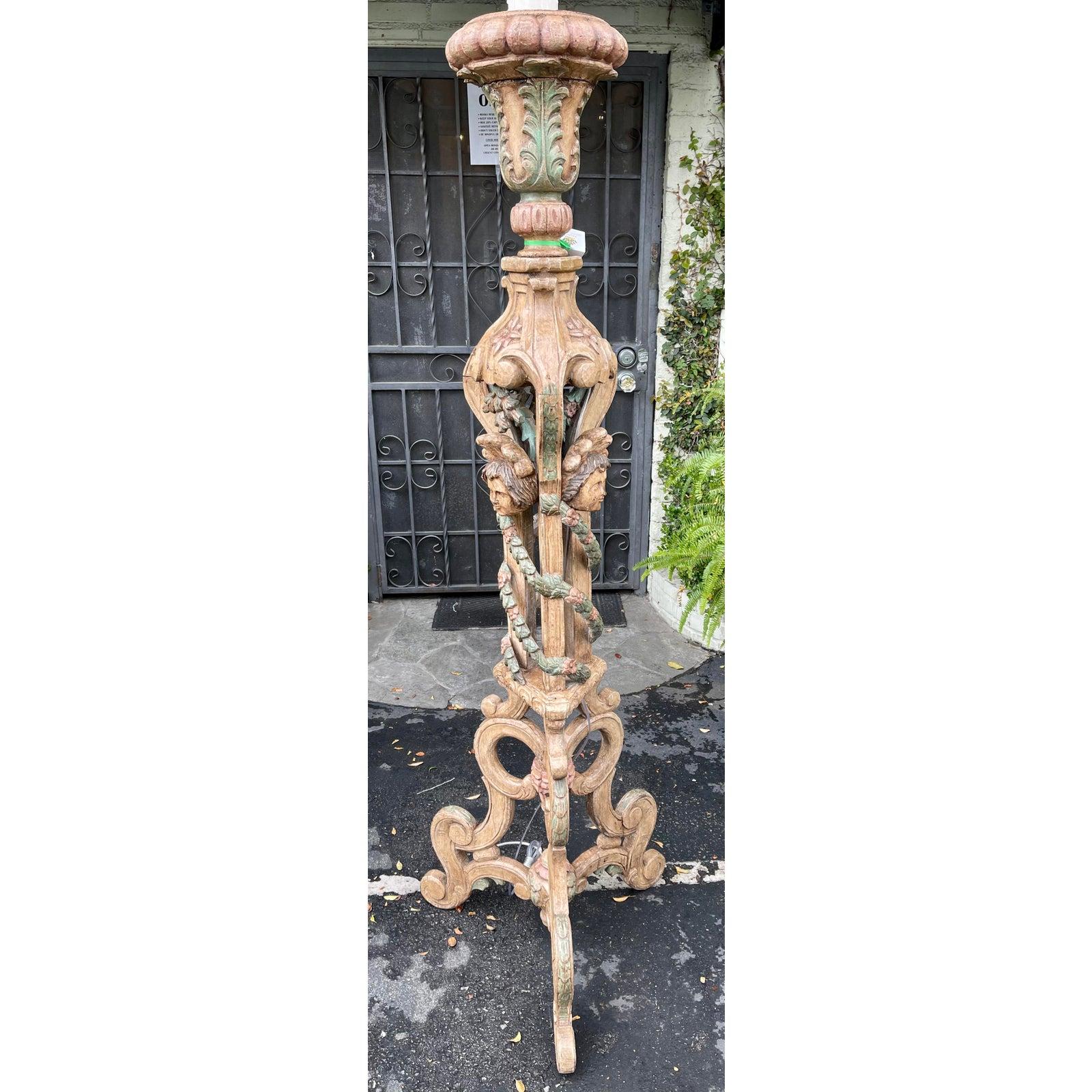 18th C Style Portuguese Carved Figural Spanish Colonial Floor Lamp ...