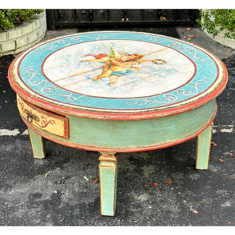 18th C Style Round Hand Painted Angel Coffee Table by Equator Furniture ...