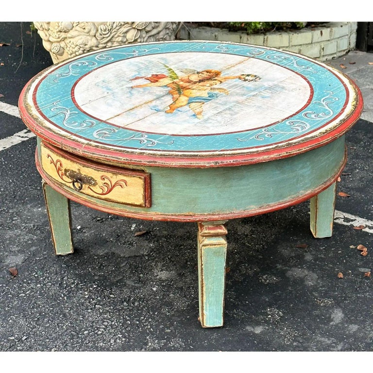 18th C Style Round Hand Painted Angel Coffee Table by Equator Furniture ...