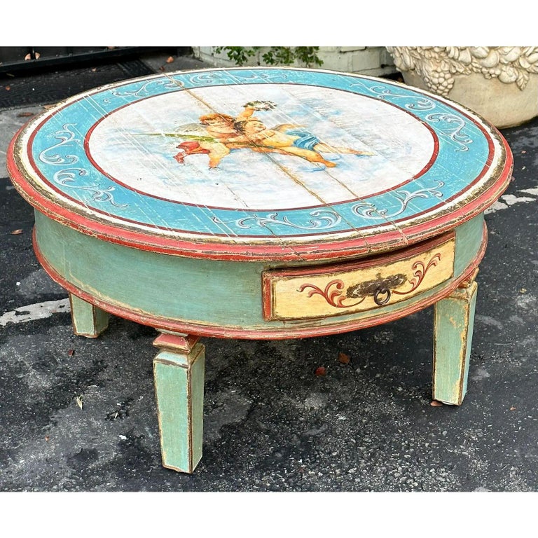 18th C Style Round Hand Painted Angel Coffee Table by Equator Furniture ...