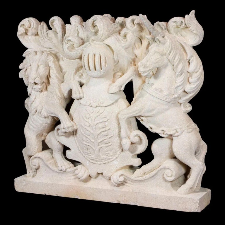 18th C, Style Stone Armorial Heraldic Crest Sculpture, Royal Coat of ...