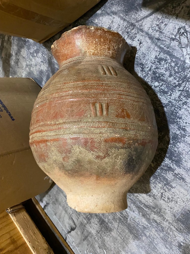 18th C. Terracotta Jar with Incised Design For Sale at 1stDibs