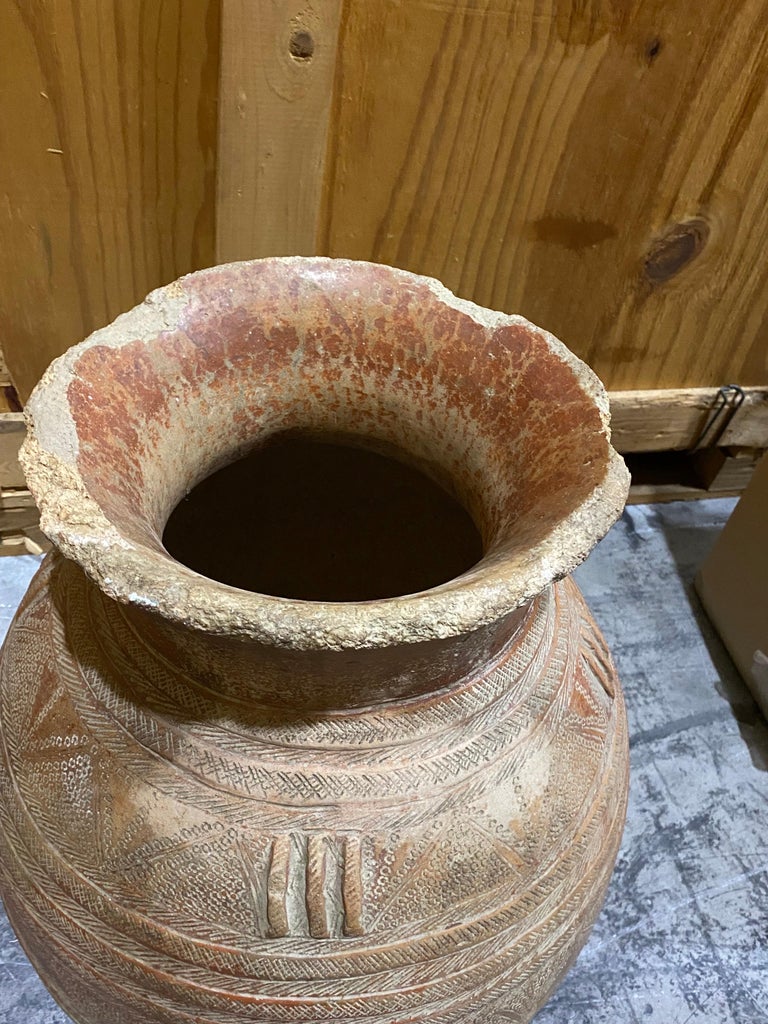 18th C. Terracotta Jar with Incised Design For Sale at 1stDibs