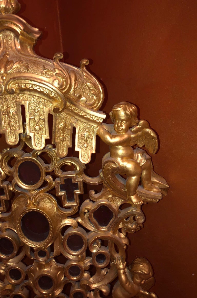 18th Century 67 inch Tall French Rococo Reliquary, with Angels Acanthus ...