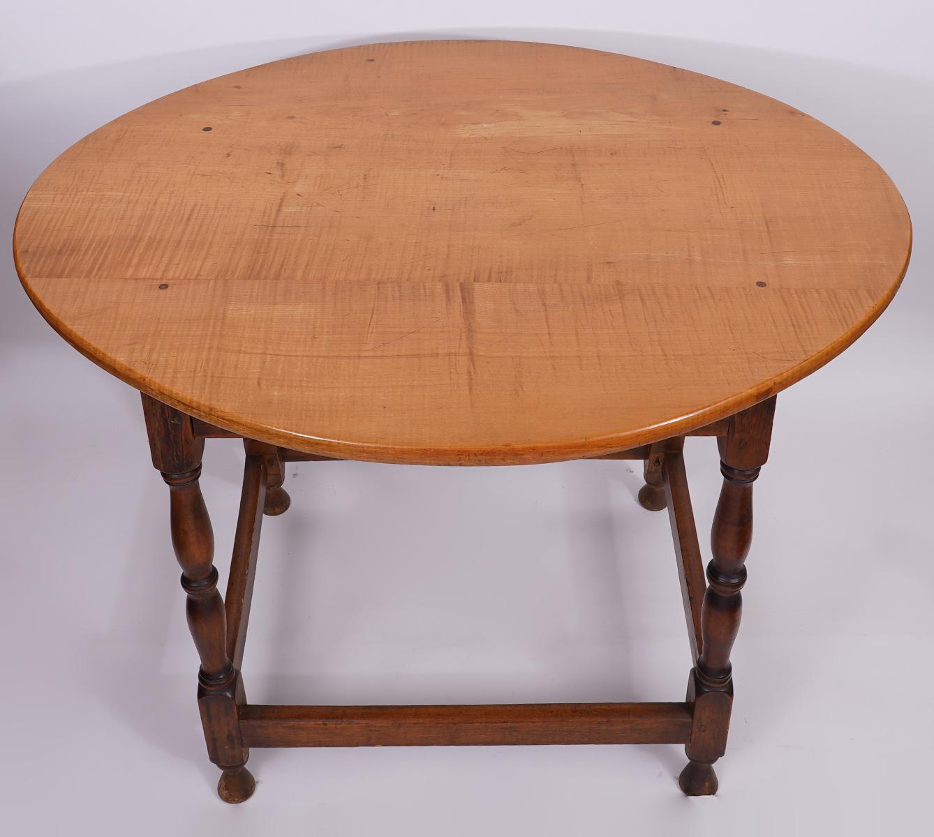 18th Century New England Oval Maple Top and Turned Legs Tavern Table at ...