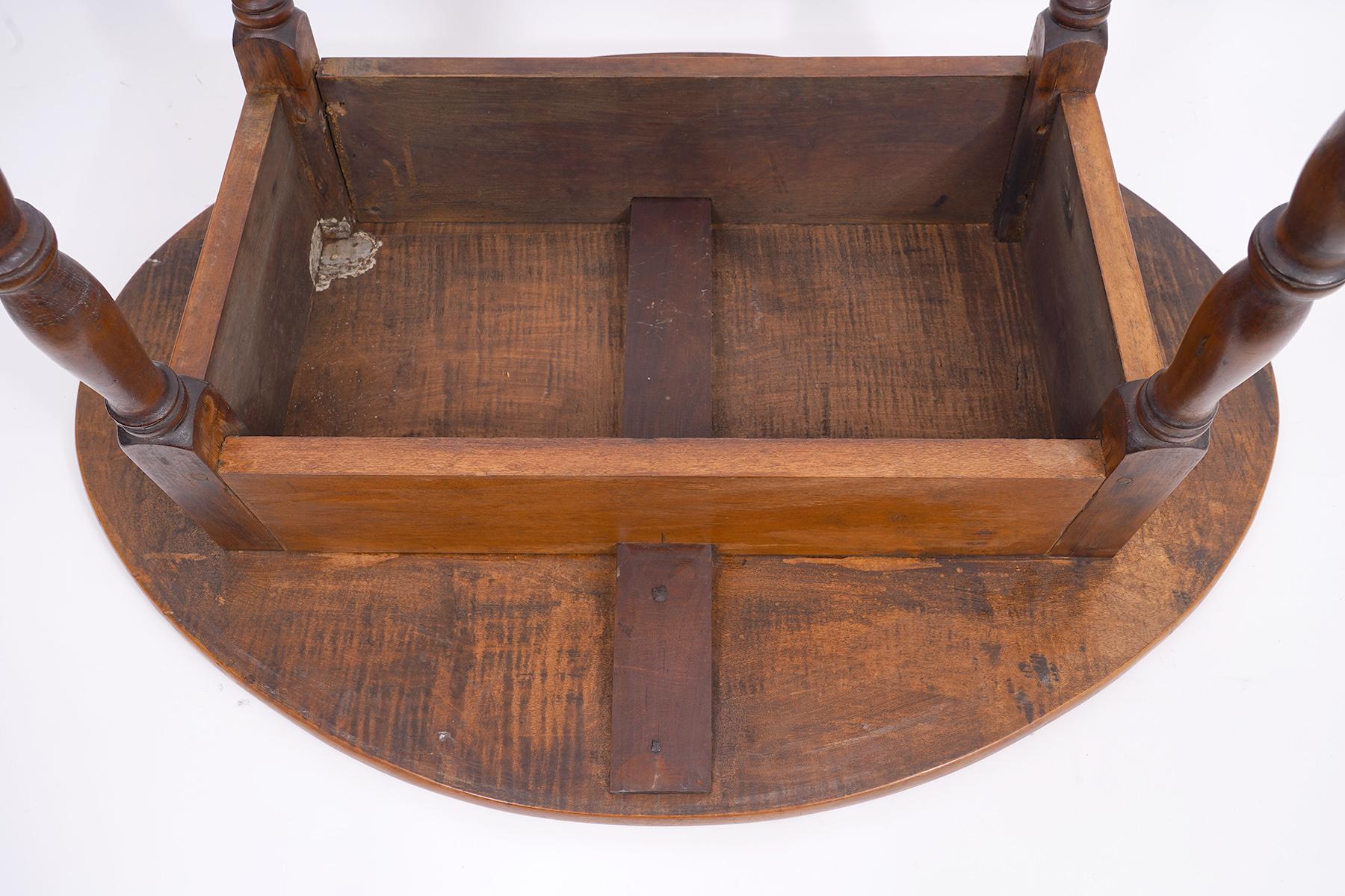 18th Century New England Oval Maple Top and Turned Legs Tavern Table at ...