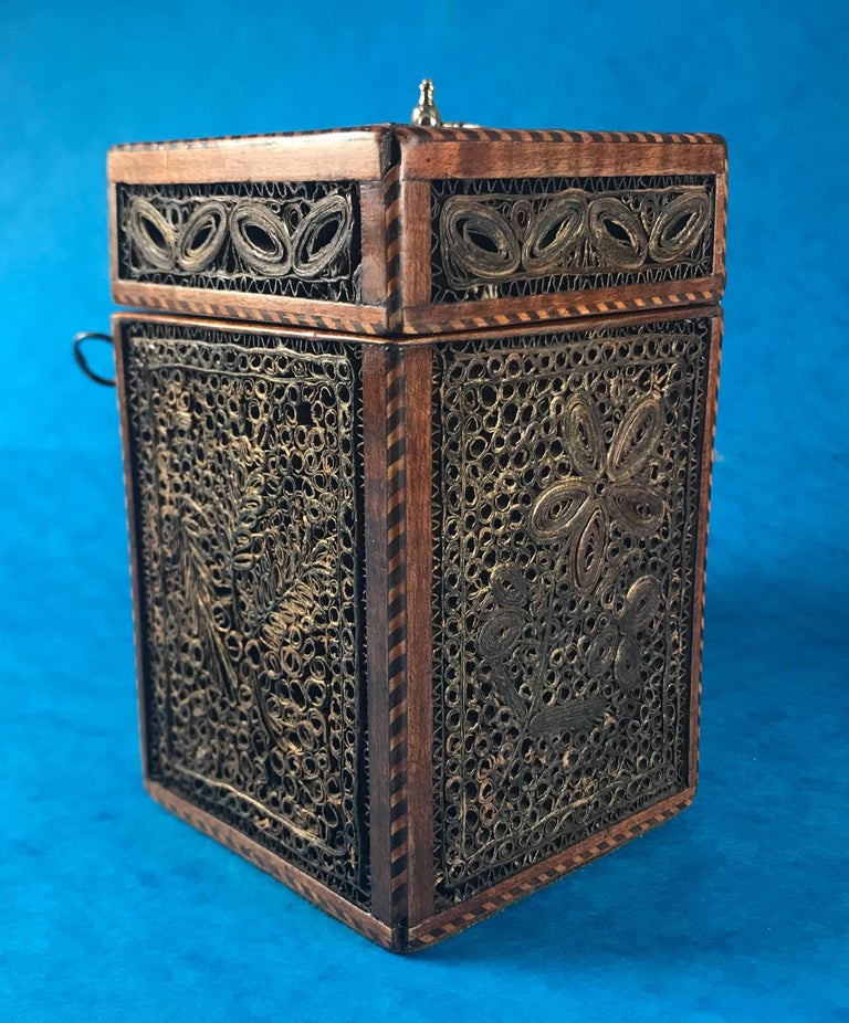 18th Century 1785 Rolled Paper Inlaid Tea Caddy at 1stDibs