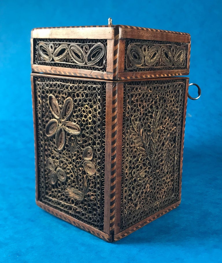 18th Century 1785 Rolled Paper Inlaid Tea Caddy at 1stDibs