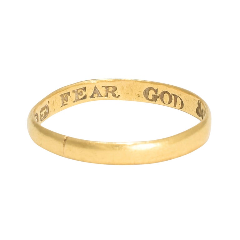 18th Century 18 Karat Gold Posy Ring "FEAR GOD and LOVE ME" at 1stDibs