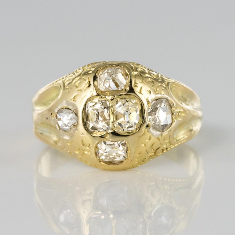 18th Century 18 Karat Yellow Gold 0.40 Carat Diamond Ring at 1stDibs