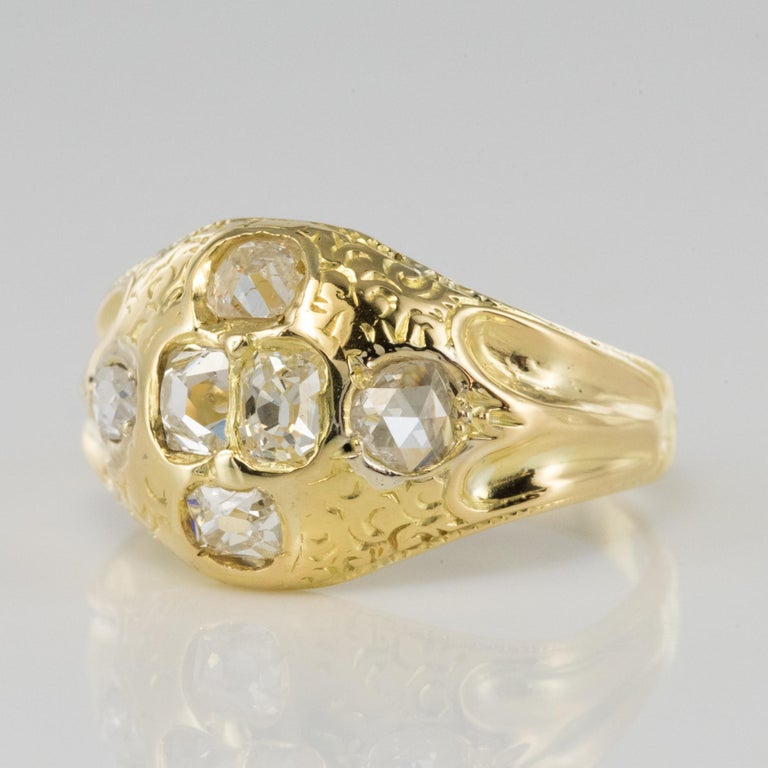 18th Century 18 Karat Yellow Gold 0.40 Carat Diamond Ring at 1stDibs