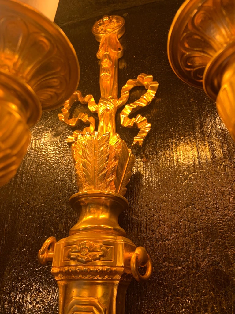18th Century Ambassade Wall Lamp with 5 Lights in Gilted Bronze For ...