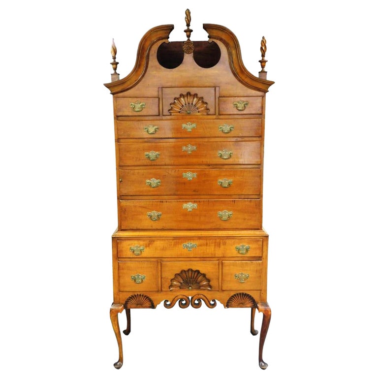 18th Century American Queen Anne Bonnet Top Highboy at 1stDibs | ann bonnet