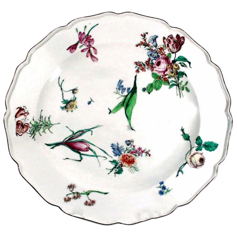 Chelsea Porcelain Set of Six Botanical Dessert Plates, 18th Century For ...