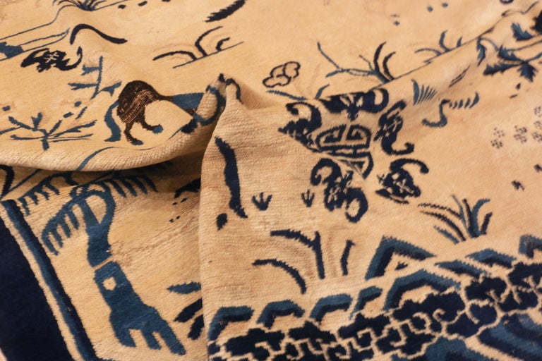 18th Century Antique Chinese Animal Rug. Size: 4 ft 2 in x 5 ft 9 in at ...