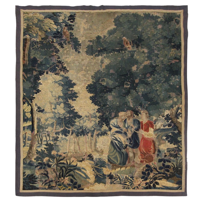 18th Century Antique Flemish Tapestry Verdure Tapestry Belgium Large ...