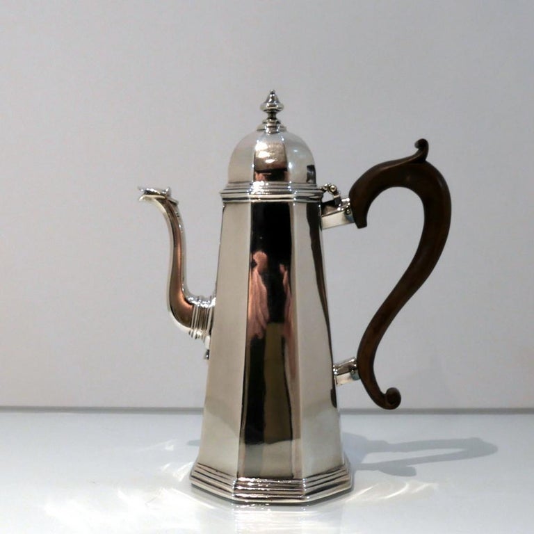 18th Century Antique George I Britannia Silver Octagonal Coffee Pot ...