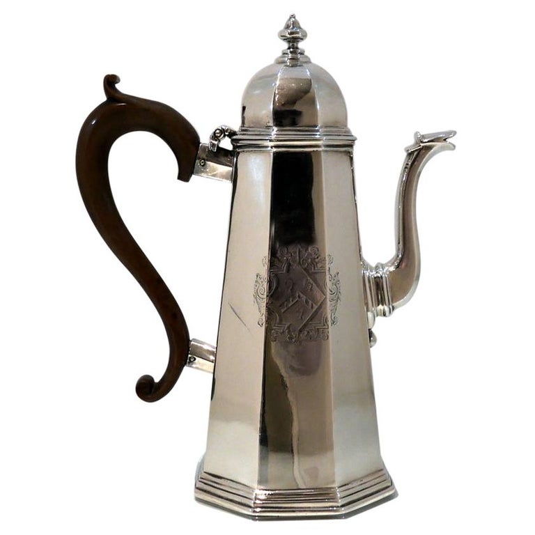 18th Century Antique George I Britannia Silver Octagonal Coffee Pot ...