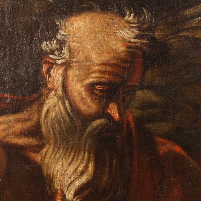 18th Century Antique Oil on Canvas Italian Religious Saint Jerome ...