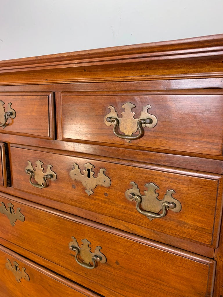 18th Century Antique Queen Anne Highboy Flat Top Chest For Sale at 1stDibs