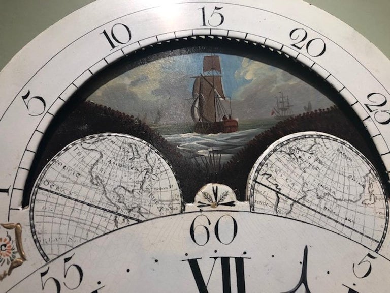 18th Century Arched Painted Dial Moon Phase Longcase Clock For Sale at ...